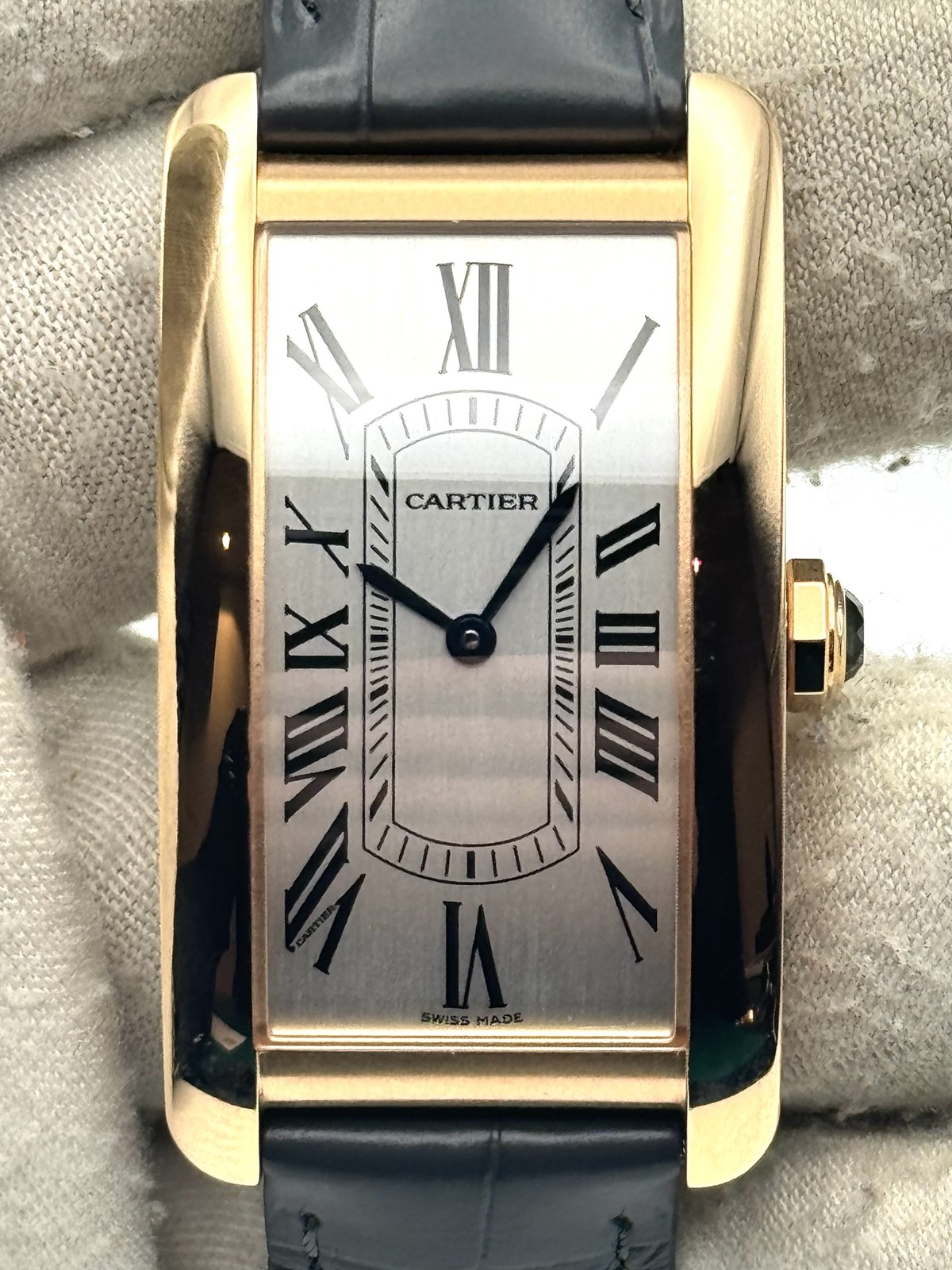 Cartier Tank Americaine Silver Roman Dial Rose Gold W… - Gem