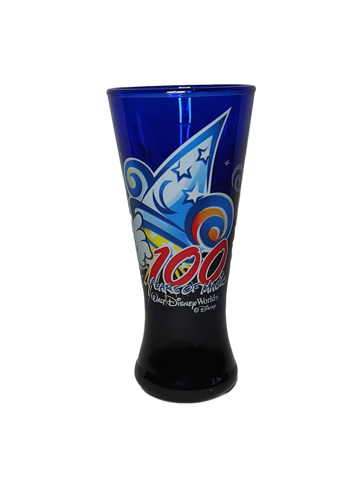 Walt Disney World 100th Anniversary Shot Glass 4" Cobalt Blue 100 Years ...