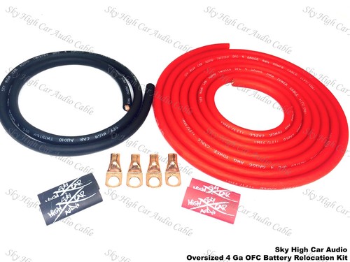 OVERSIZED 4 ga OFC Battery Cable Relocation Kit 12'+ 2'- Wiring IMCA ...