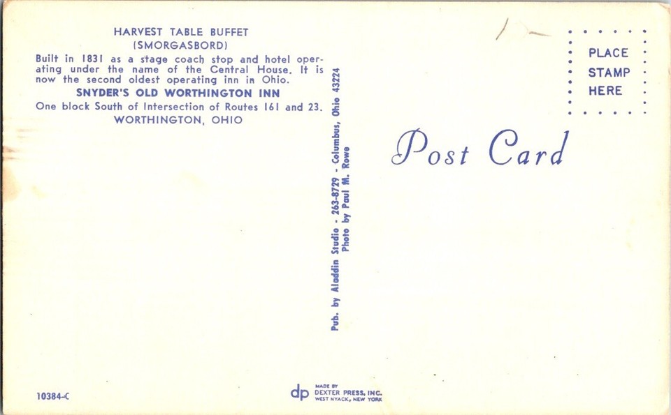 Postcard Worthington Ohio Harvest Table Buffet Snyders Old Worthington ...