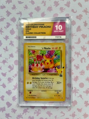 Pokémon TCG Pikachu #24 (Birthday Pikachu) Black Star Promo 24 Holo ACE ...