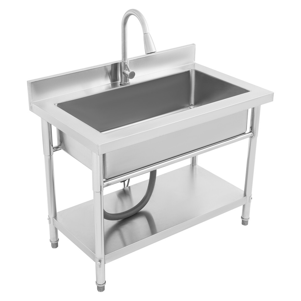 Stainless Steel Utility Sink,Workstation Sink, Bowl Bar Sink w/ Pull ...