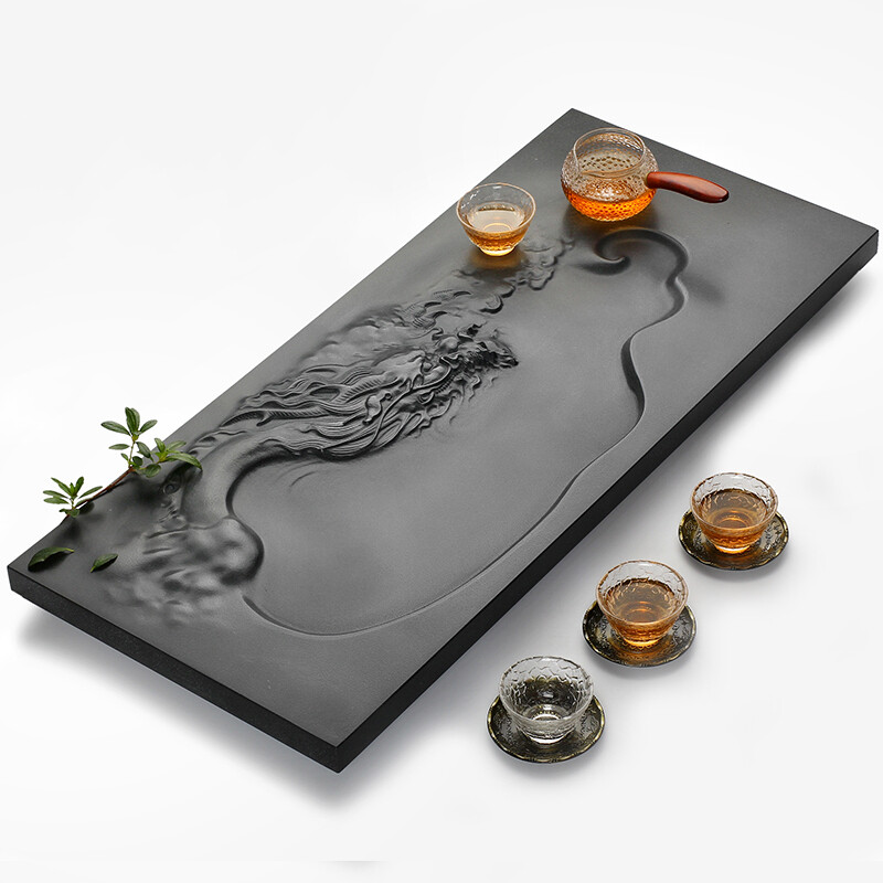 heavy stone tea tray hand carved dragon relief vivid weighted tea table ...