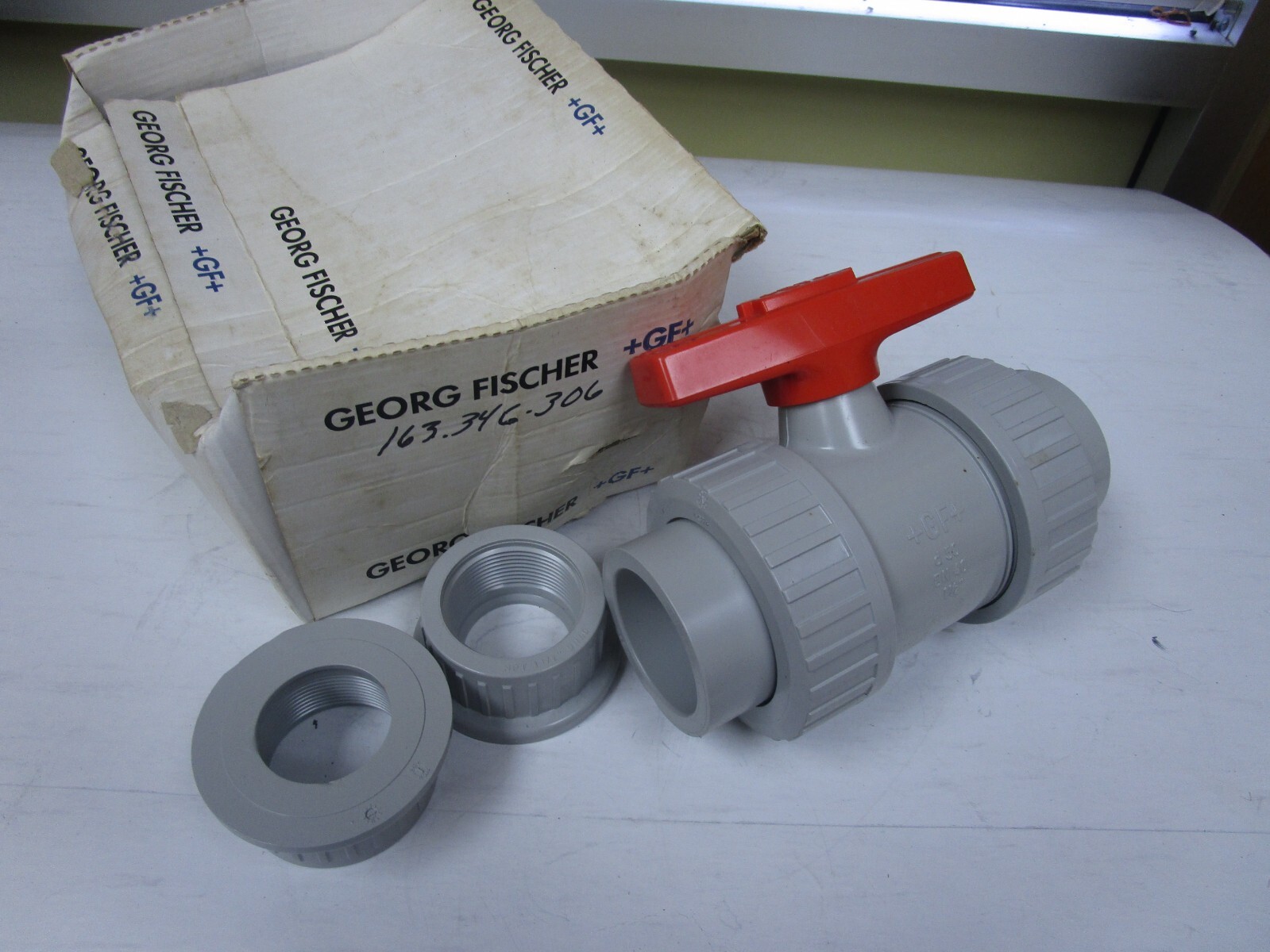 GEORG FISHER +GF+ 163.346.306 1- 1/2" NPT GLUE IN SOCKET PVC C BALL ...