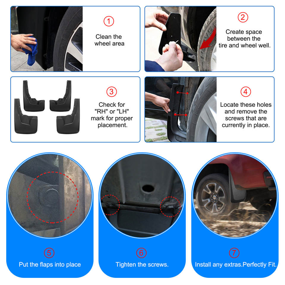 Front Rear Mud Flaps Splash Guards PP FOR 19-24 Dodge Ram 1500 W ...