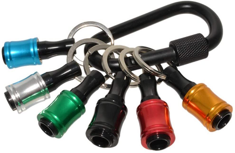 Portable Bit Holder Keychain 6 Pcs 1/4 Inch Hex Shank Screwdriver Bits ...
