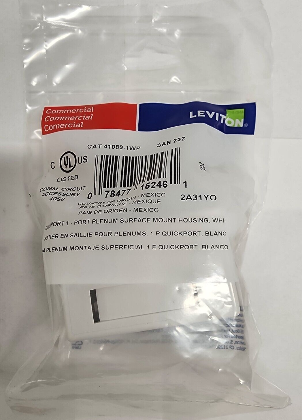 232-41089-1WP Leviton Quickport 1-Port Plenum Surface Mount Housing | eBay