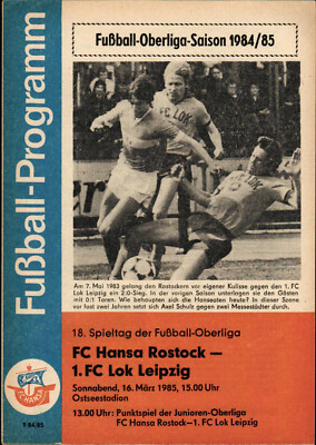 Ol 84/85 FC Hansa Rostock - 1. Loc Leipzig, 16.03.1985 - Axel Schulz ...