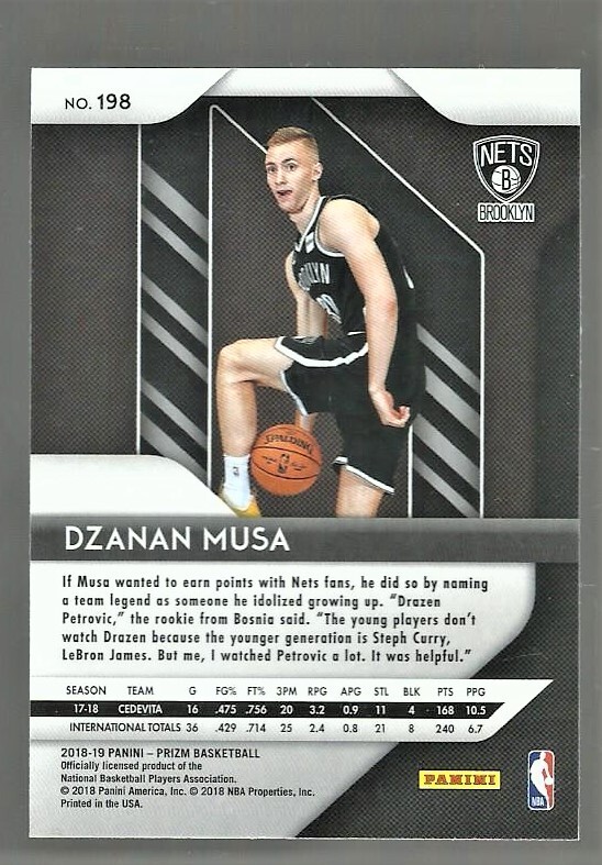 2018 PANINI PRIZM BASKETBALL #198 DZANAN MUSA RC MINT BROOKLYN NETS | eBay