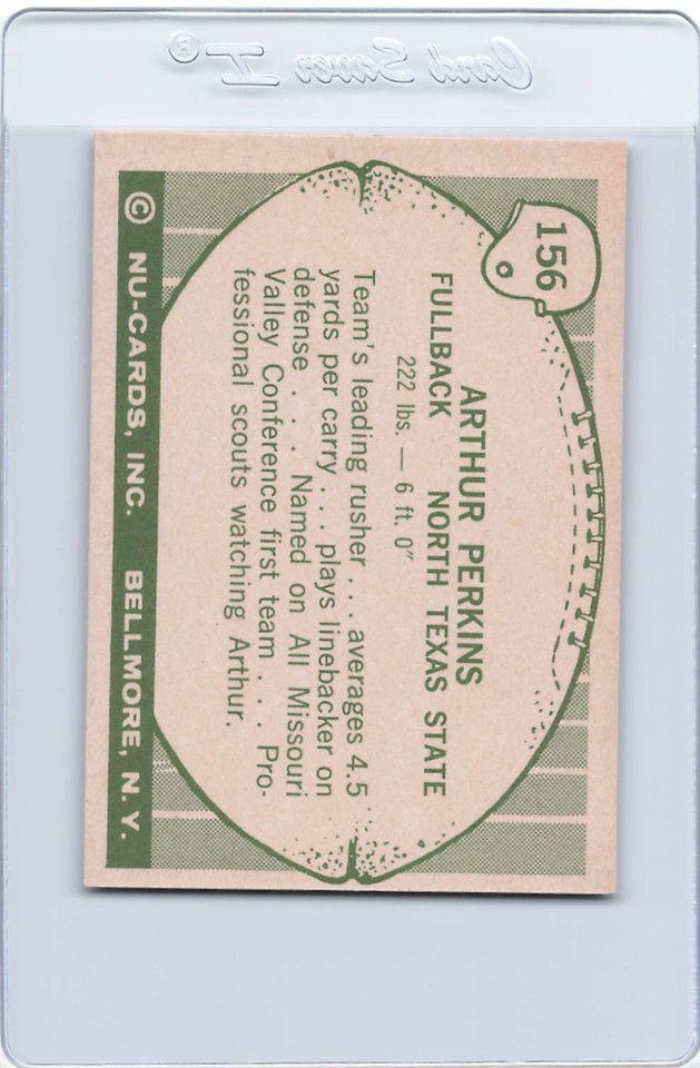 1961 Nu Card #156 Arthur Perkins North Texas NM/MT *DA-C7532 | eBay