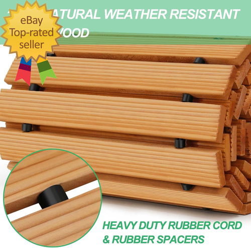 8' Wooden Garden Pathway,Outdoor Roll Out Cedar Straight Walkway,Patio ...