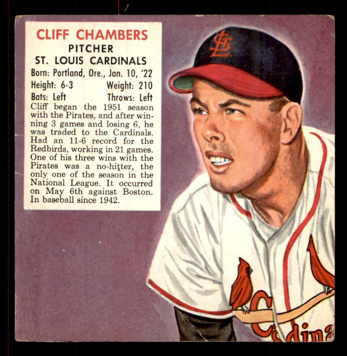 1952 Red Man without Tab Baseball #NL4 Cliff Chambers GD *e1 | eBay