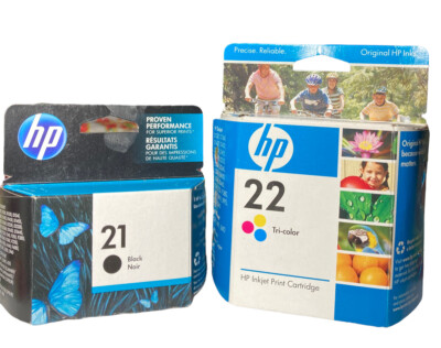 GENUINE HP 21 & 22 Black & Tri-Color Ink Cartridge Sealed Expired | eBay