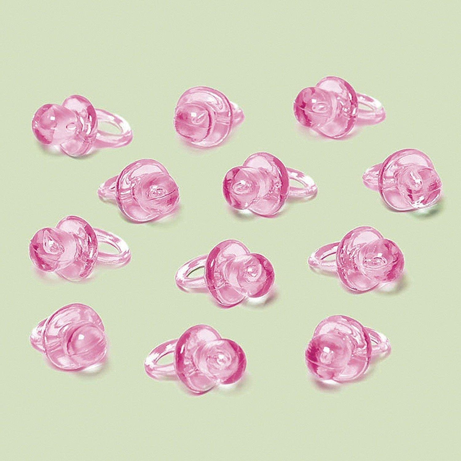24 Mini Pink Girl Pacifier Binky Baby Shower Favor Decor Cupcake Topper ...