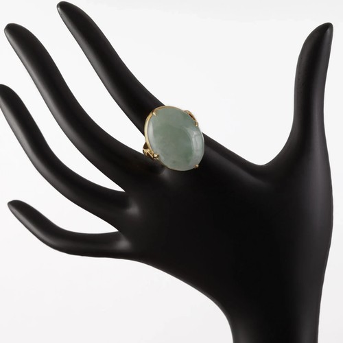 Vintage 18k Jade Ring Solid Yellow Gold Chinese Signed Oval Jadeite ...