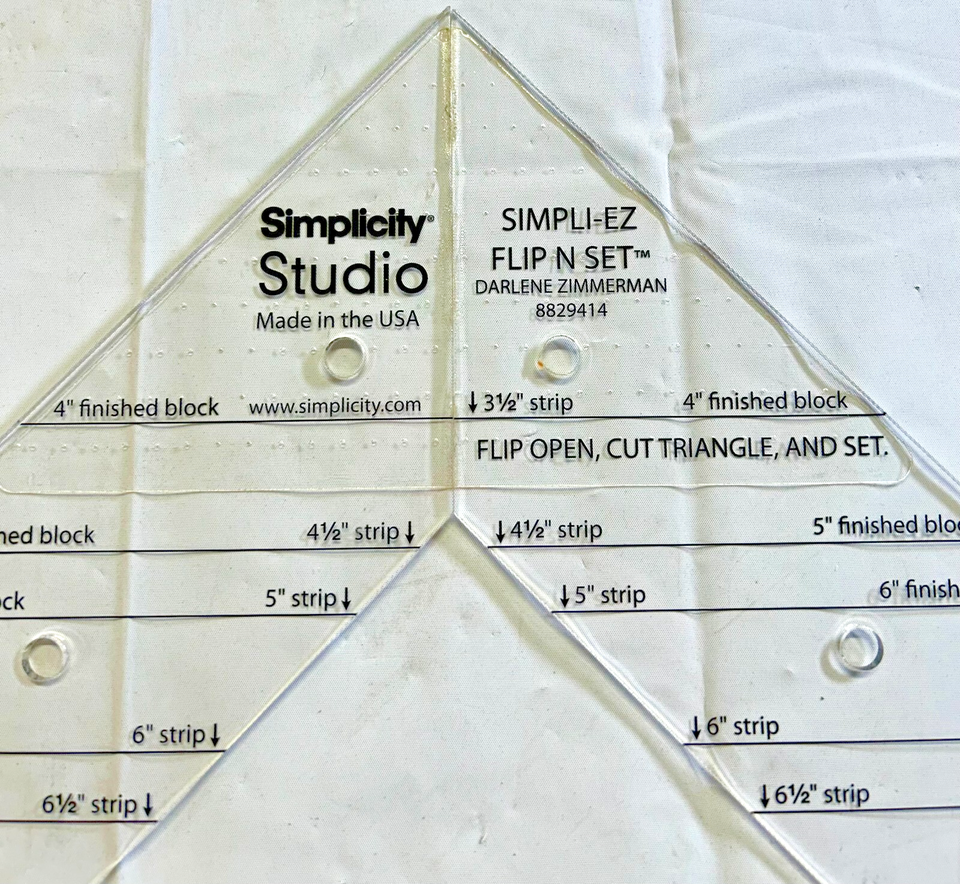Simplicity Studio Quilting Triangle Cutter 4"-16" Blocks Square Flip N Set Folds | eBay