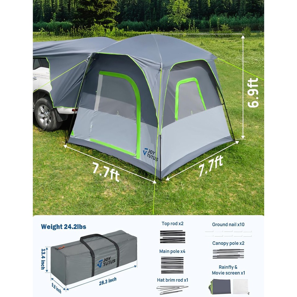 SUV Camping Tent with Rainfly Double Door Dual-Use CUV Car Tent for 6-8 ...