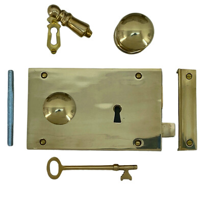 RIGHT Hand Colonial Rim Lock in Solid Brass | eBay
