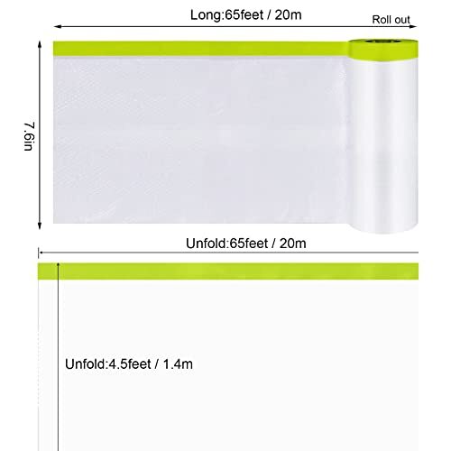 Pretaped Masking Film55inx65ft Tape And Drape Painters Paper Rolls ...