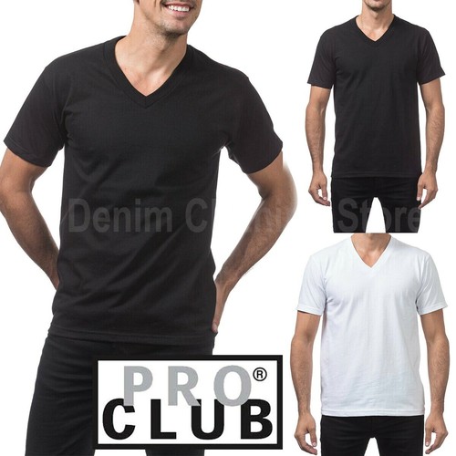PRO CLUB V NECK T SHIRTS PLAIN MENS COMFORT SHIRT SHORT SLEEVE BIG AND ...