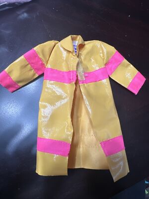 Barbie Doll Pink Yellow Vinyl Rain Coat Slicker Jacket Parka Accessory ...