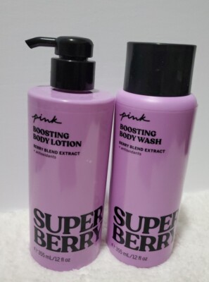 2 Pcs Set Victoria's Secret Pink Super Berry Boosting Body Lotion ...