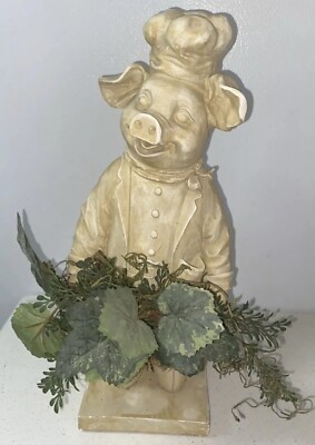 Vintage Chef Pig Statue Figure French Pastry Butcher Shop Restaurant 14 ...