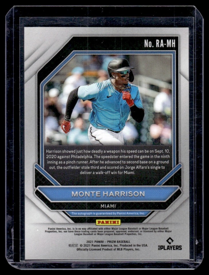 2021 Panini Prizm Rookie Autographs Monte Harrison RC Auto Miami ...