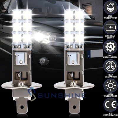2PCS Kit de bombillas para carro LED luz H1 alta y baja súper blanca ...