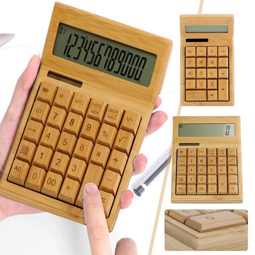 Wooden Calculator Solar 12 digits Waterproof For Home Office S6L6 | eBay