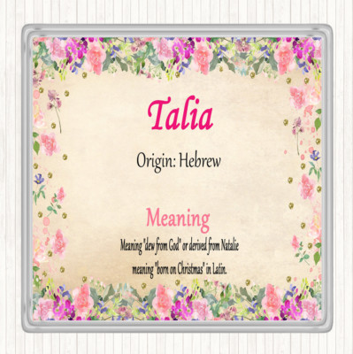 Talia Name Meaning Drinks Mat Coaster Floral | eBay