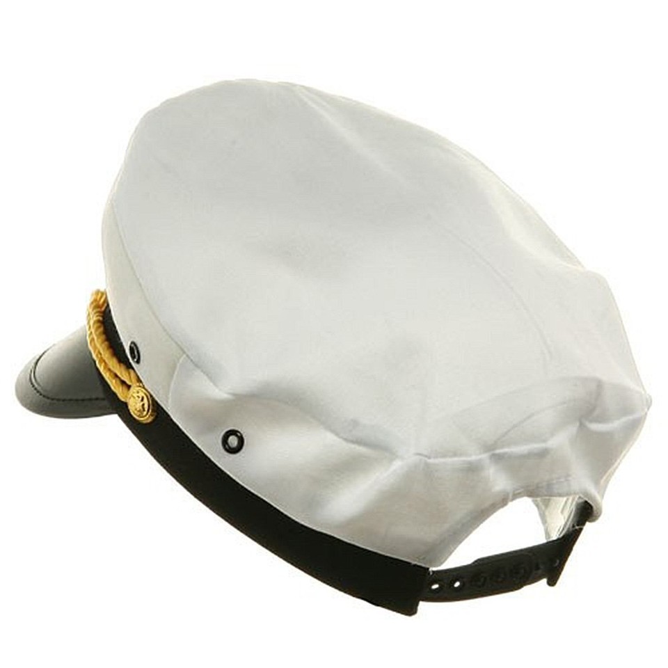 Yacht Captain Hat Costume Adult Adjustable White Cap Sailor Gilligans ...