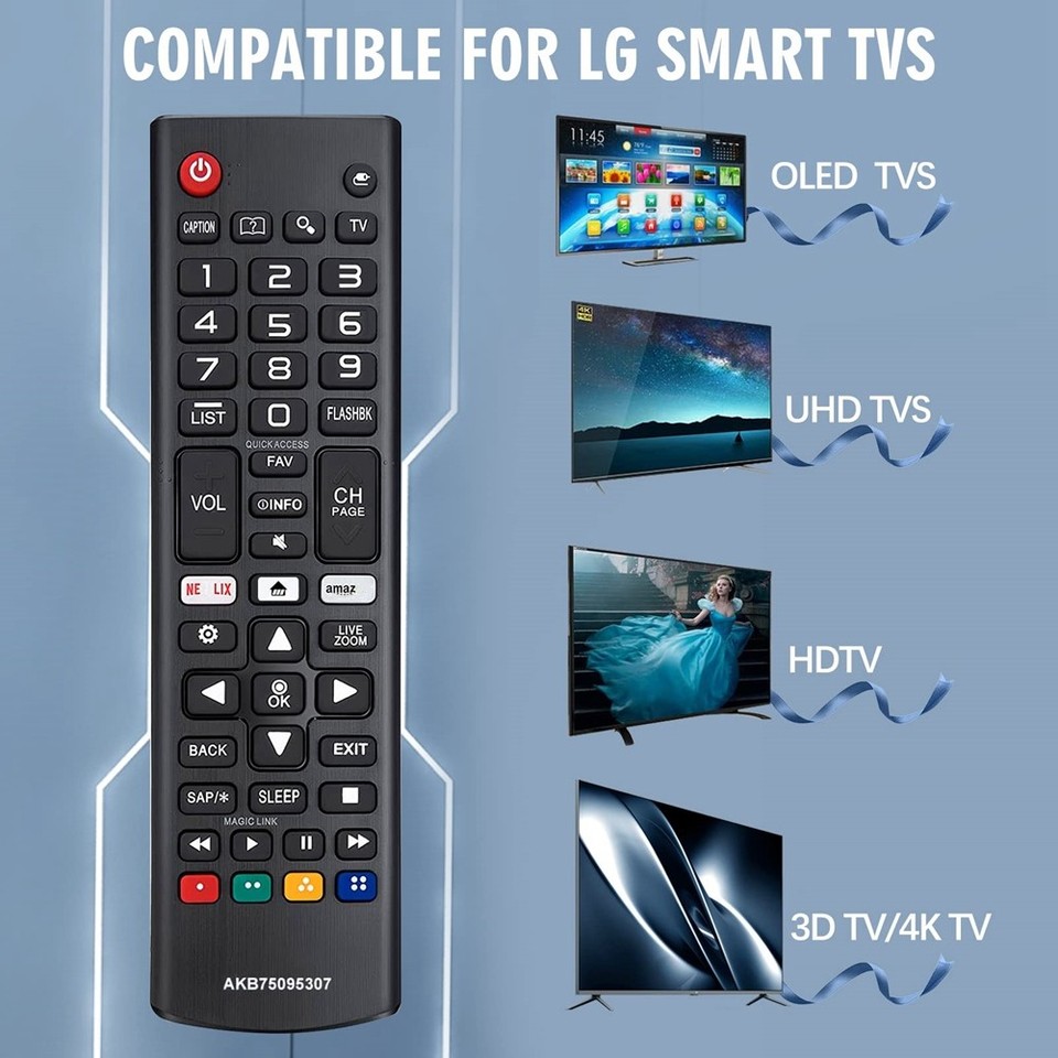 2X(Remote Control AKB75095307 for Universal OLED LCD LED HDTV 3D 4K ...