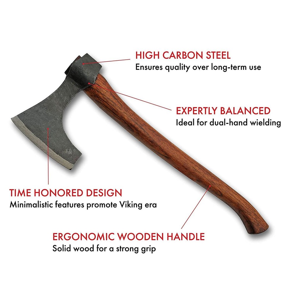 Hand Forged Carbon Steel Beard Head Axe 17" Viking Style Axe with ...