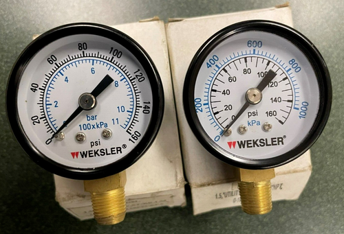 (Lot of 2) Weksler Dry Pressure Gauge Steel Cased 1-1/2" Face Dia ...