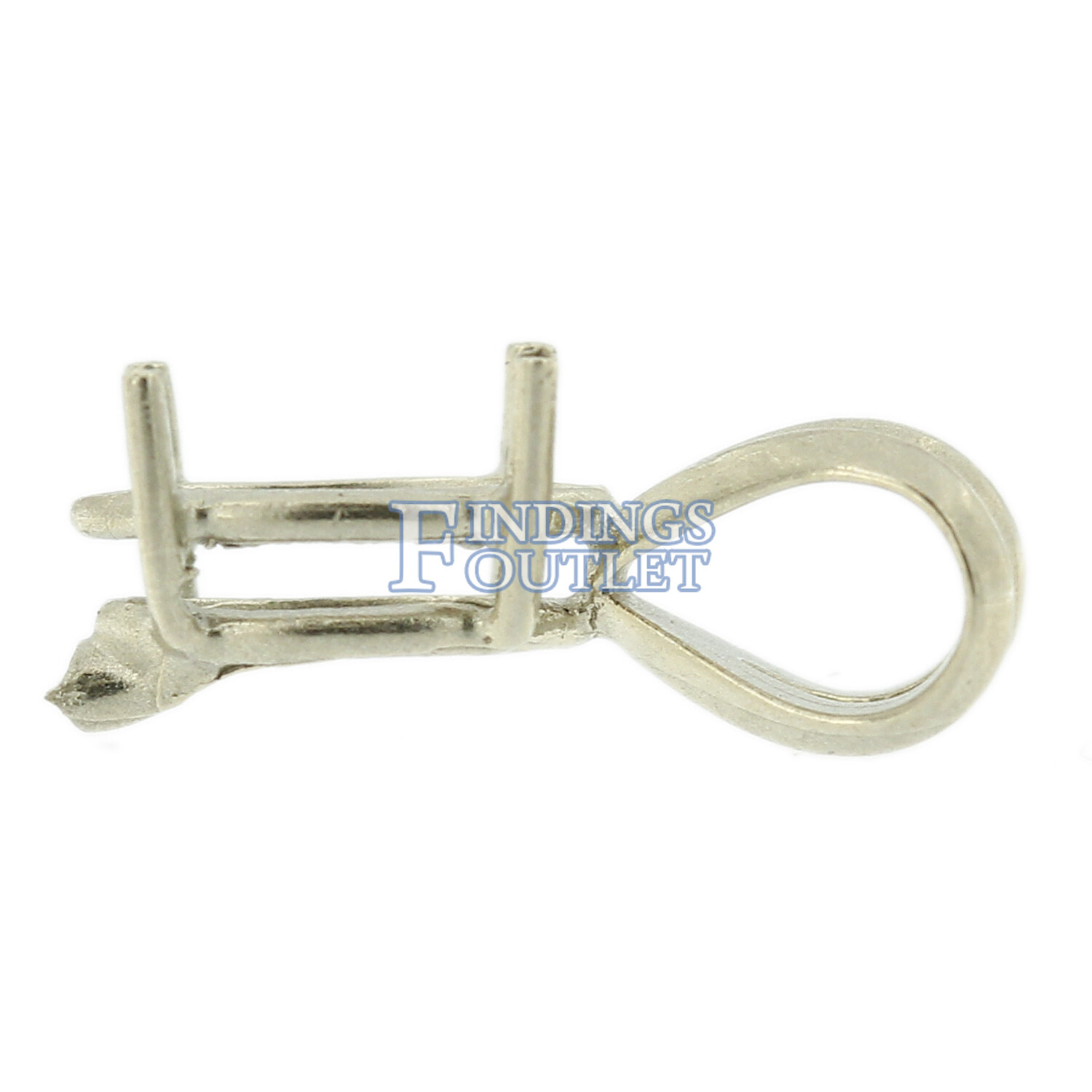 14K White Gold Marquise Pendant Setting Rabbit Ear Bail Mounting 0.10ct ...