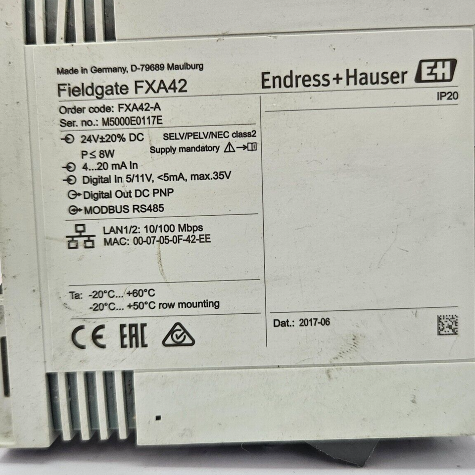 ENDRESS+HAUSER FIELDGATE FXA42-A MODBUS RS485 | eBay