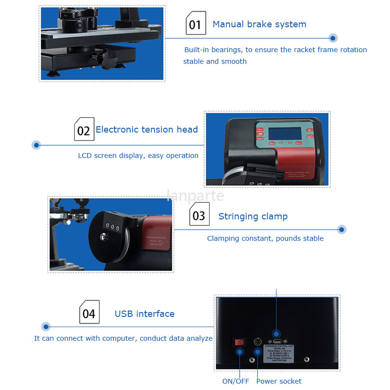 Desktop Automatic Tennis/ Badminton Racket Stringing Machine w/ LCD ...