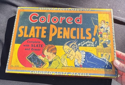 Rare Antique 1880s Child’s Colored SLATE PENCILS Art Set Original Box ...