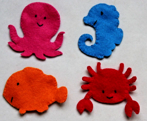 4 Hand Sewn, Sea Creatures, Felt Finger Puppets - Made in Australia | eBay