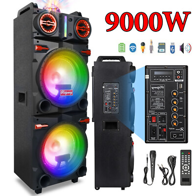 9000W Portable Bluetooth Speaker w/ Subwoofer Heavy Bass Sound System ...