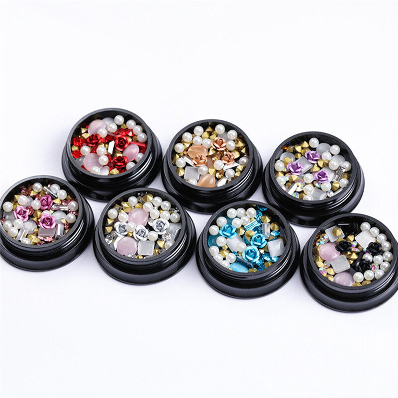3DRose Flower Nail Art Rhinestones Jewelry Gems Stud Romantic Mixed ...
