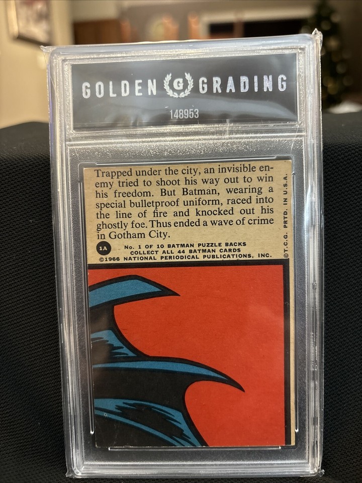 1966 TOPPS BATMAN Puzzle Back #1 A The Ghostly Foe Golden Grading 5 EX ...