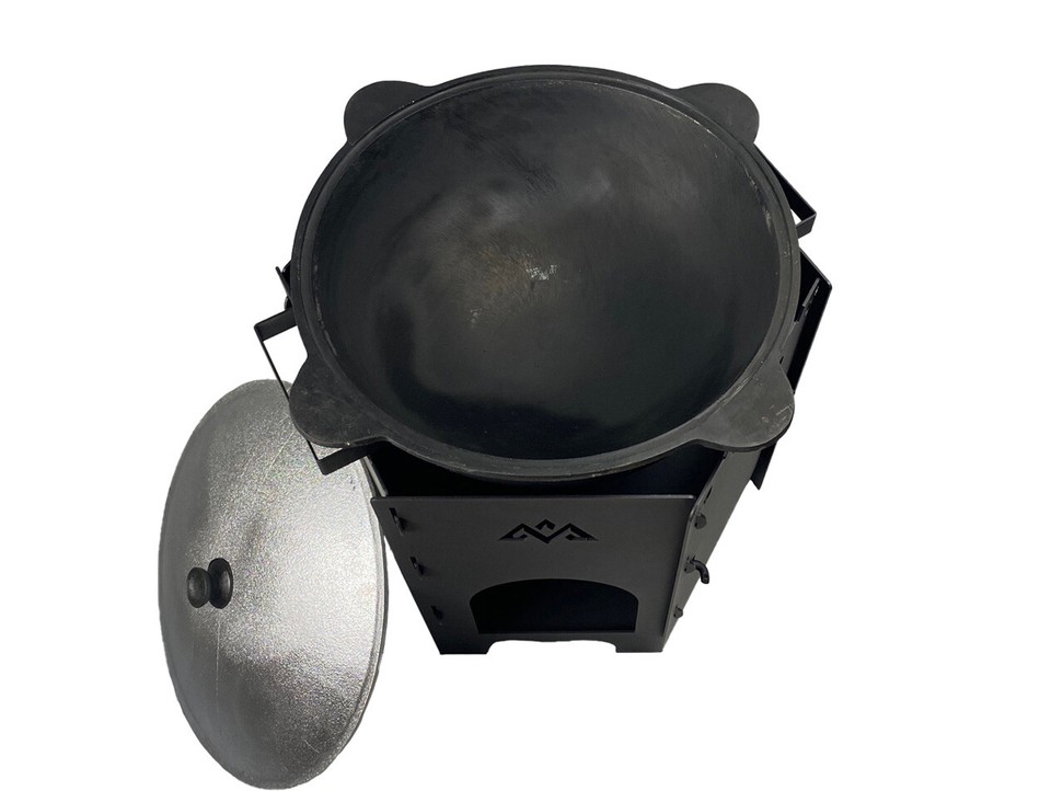 Kazan 100% Cast Iron Authentic Uzbek Cauldron & Oven Uchag Pilaf Plov ...