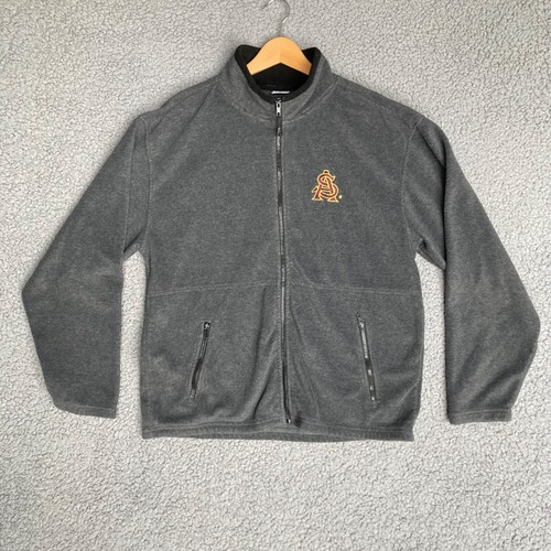 Arizona Sun Devils Jacket Unisex Men Women L Gray Full Zip Fleece Chest ...