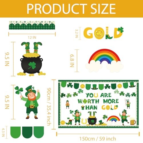 St. Patrick's Day Bulletin Board Decorations Set Lucky Shamrock St ...