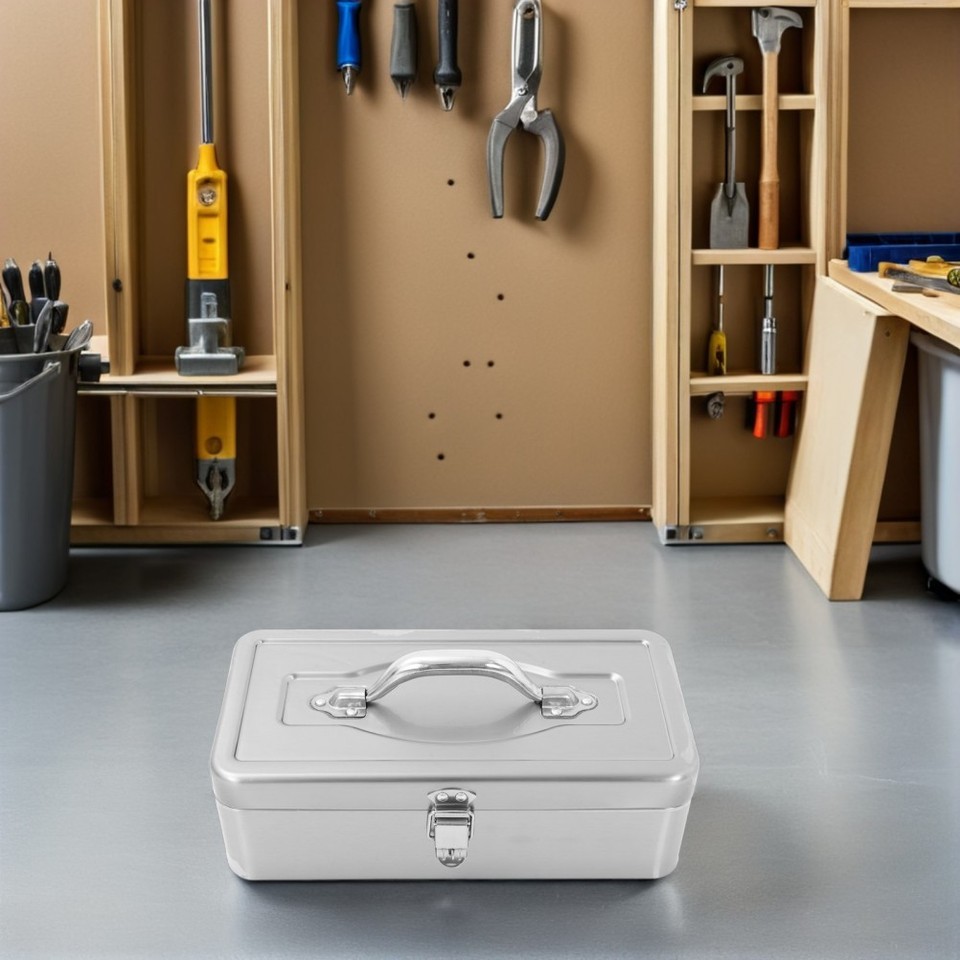 Portable Metal Toolbox Stainless Steel Organizer Box Large Tool Storage ...