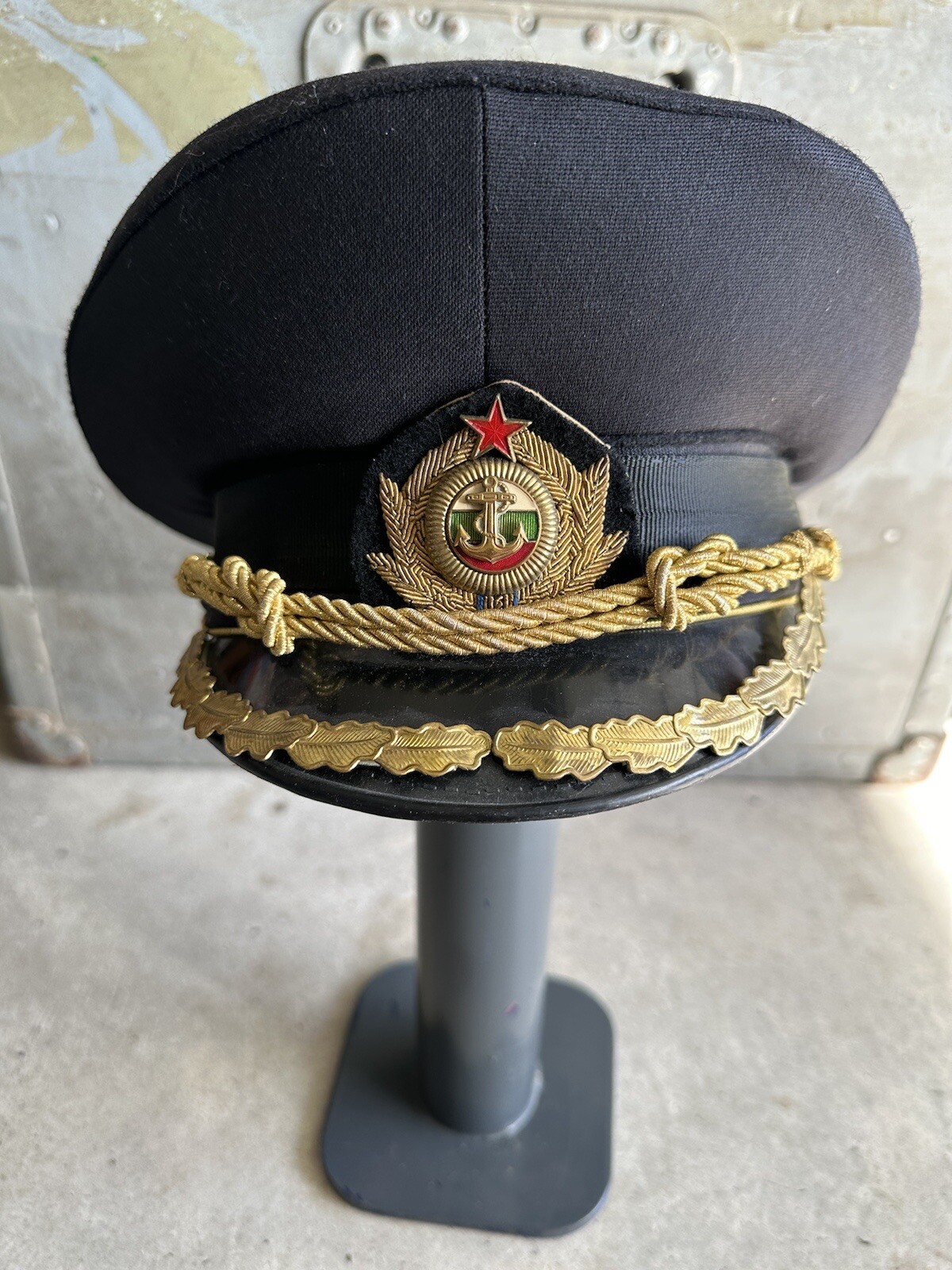 Vintage Bulgarian Military Navy Officer visor hat Cap Black | eBay