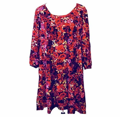 Eci New York Floral Dress XL NWT Red And Black with Embroidery Keyhole ...