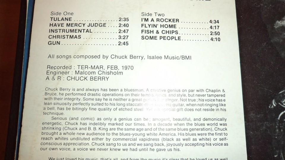 ALBUM CHUCK BERRY. BACK HOME. Musidisc Licence CHESS. 30 CV 1401. Très ...